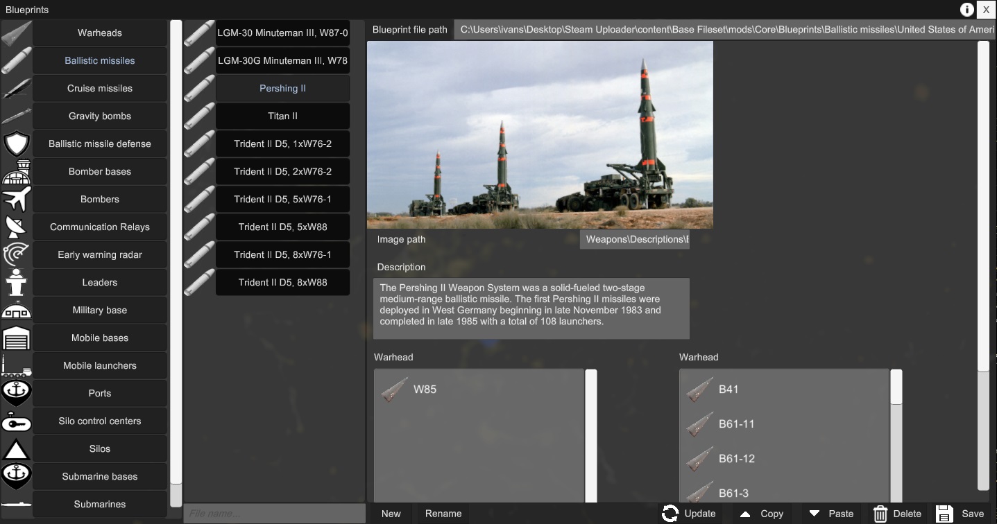 Objects database | Nuclear War Simulator