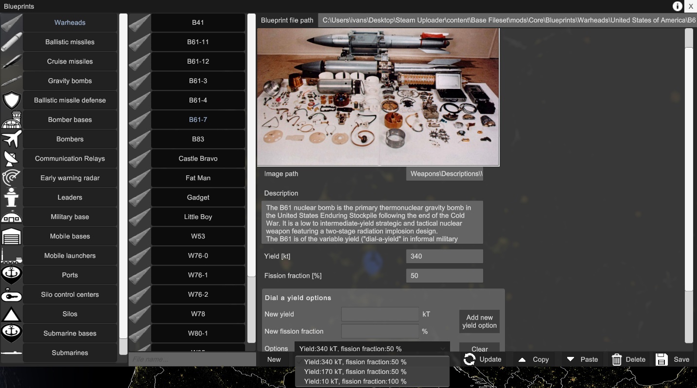 Objects database | Nuclear War Simulator